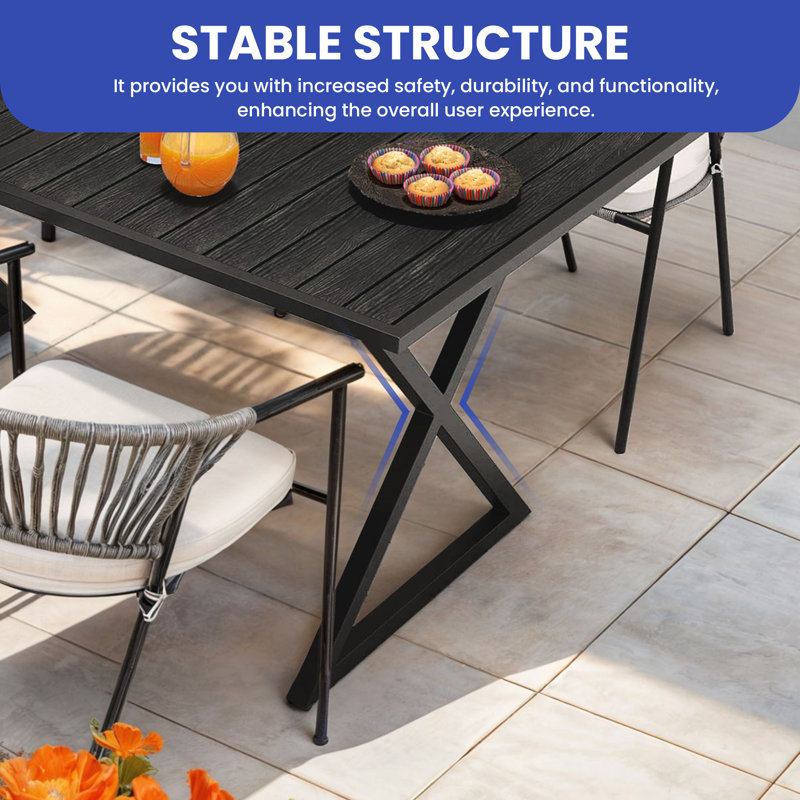 Latitude Run® Payzli Rectangular 35.4'' L x 59.1'' W Outdoor Dining Table | Wayfair